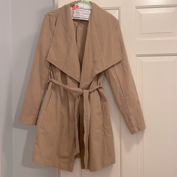 Love Tree | Jackets & Coats | Beigetan Suede Wrap Trench Coat Love Tree ...
